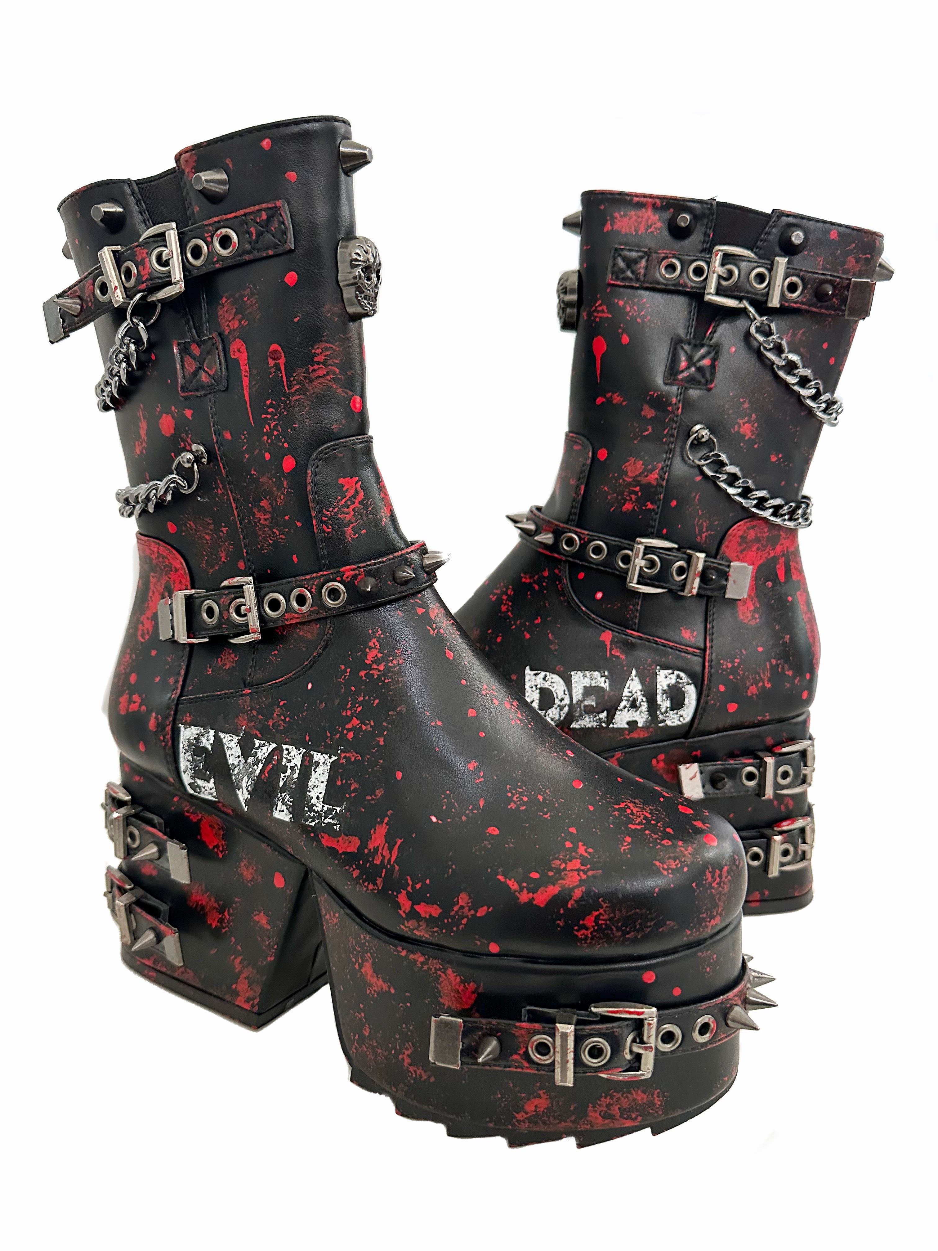 LADIES EVIL DEAD SPIKED BOOTS – Saints of the Undead Clothing